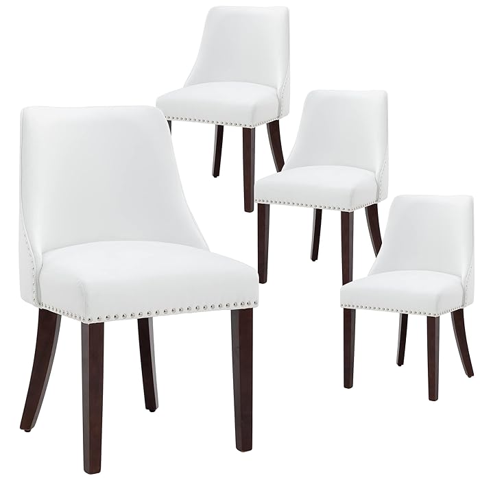 Buy Kmax Leather Dining Chairs Set of 4 Upholstered Side Chairs ...