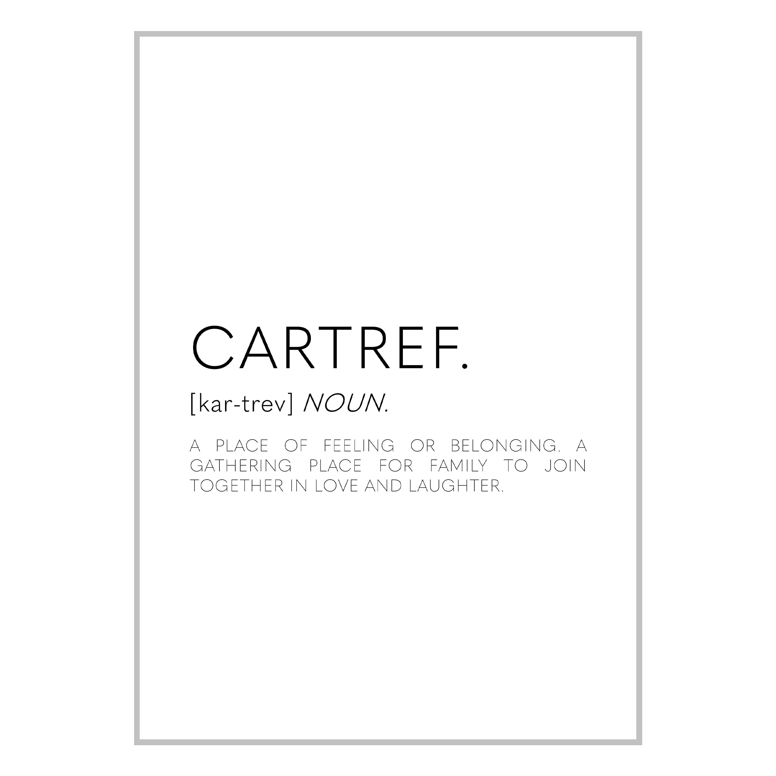 ETEKNIC Cartref Definition Print Inspirational Wall Art Welsh Word ...
