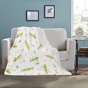Amazon.com: Cheerful Green Grasshoppers Blanket Soft Cozy Flannel ...