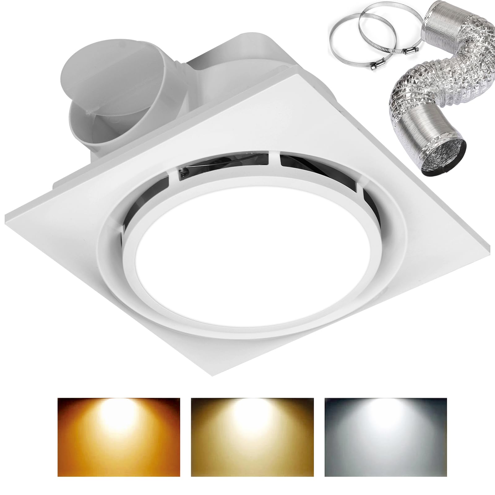 11 Inch Bathroom Exhaust Fan with Light,144 CFM Whisper Bathroom ...