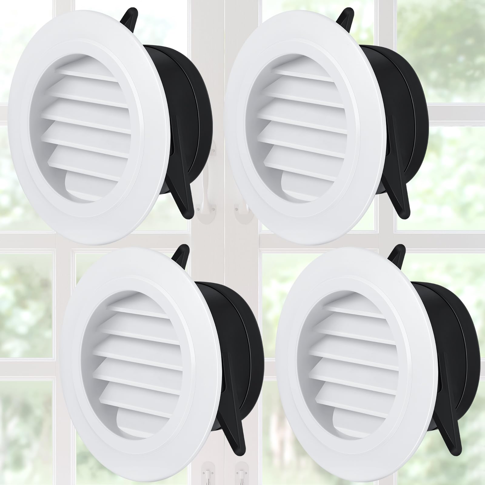 VIHOSE 4 Pcs 4 Inch Soffit Vents Soffit ABS Exterior Round Exhaust Vent ...