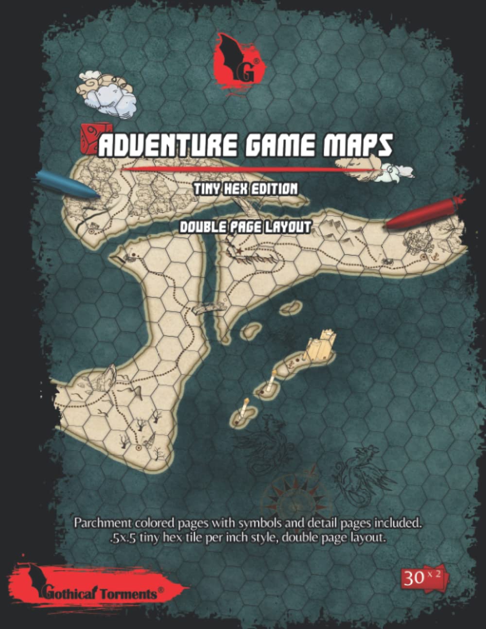 Adventure Game Maps Tiny Hex Edition Double Page Layout Gothical ...