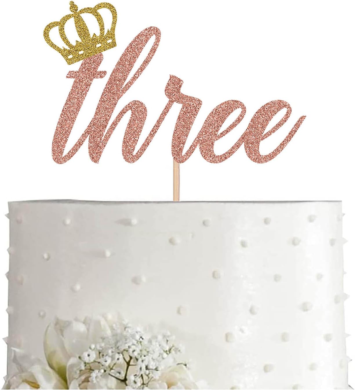 Amazon.com: Princess 3rd Birthday Cake Topper Rose Gold Glitter Girl 3 ...