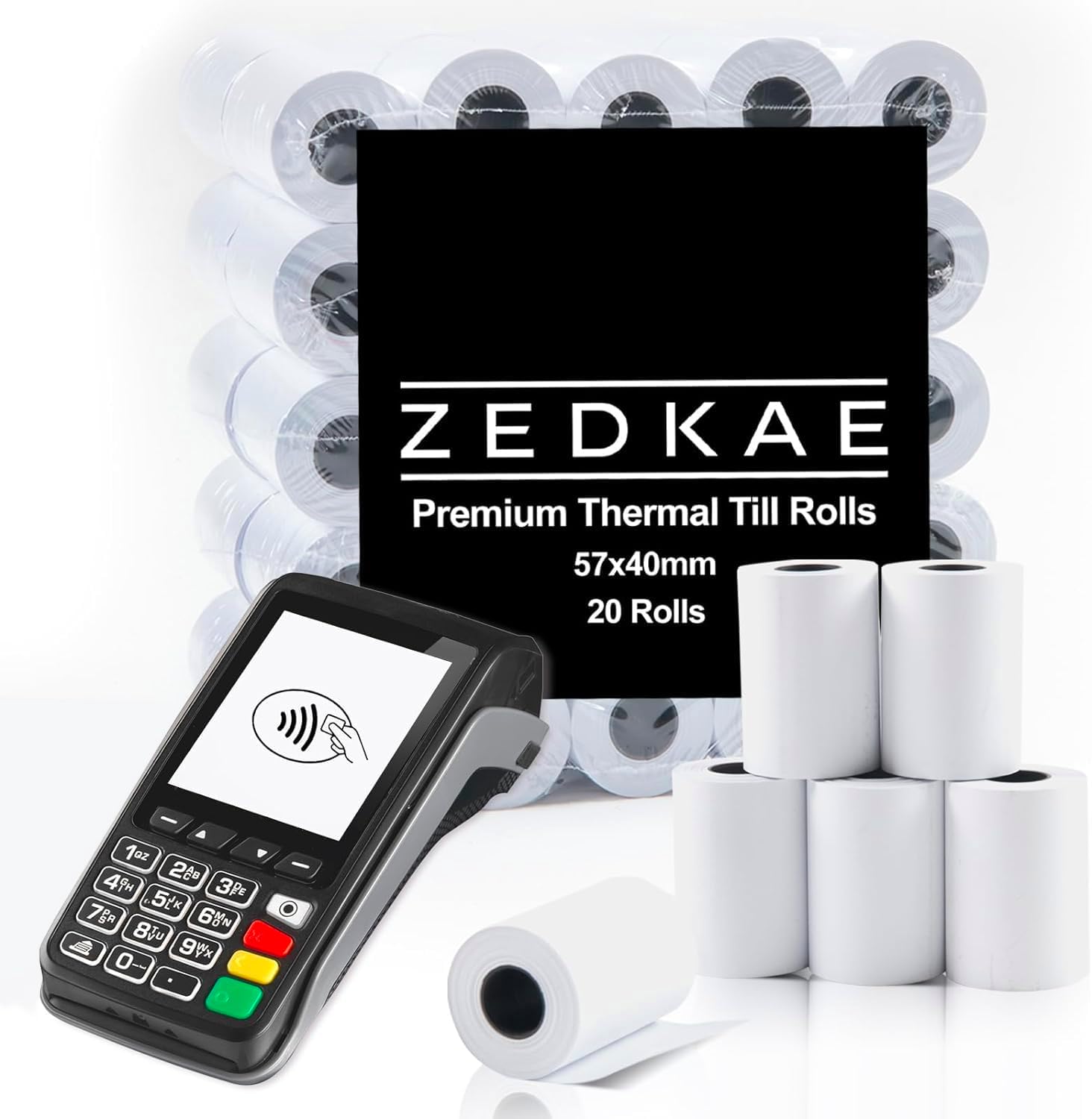 EPOSGEAR 57 x 40 mm Thermal Credit Card Till Roll (Pack of 20) - white ...