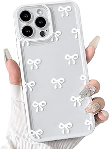 NITITOP Compatible with iPhone 15 Pro Max Case Cute Ribbon Bow Tie for Women Girl with Camera ...