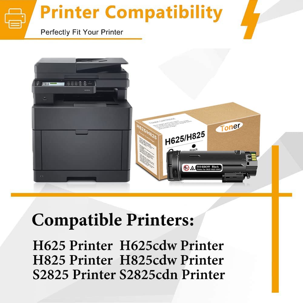 593-BBOW N7DWF Toner Cartridge Black Replacement for Dell H625 H625cdw ...