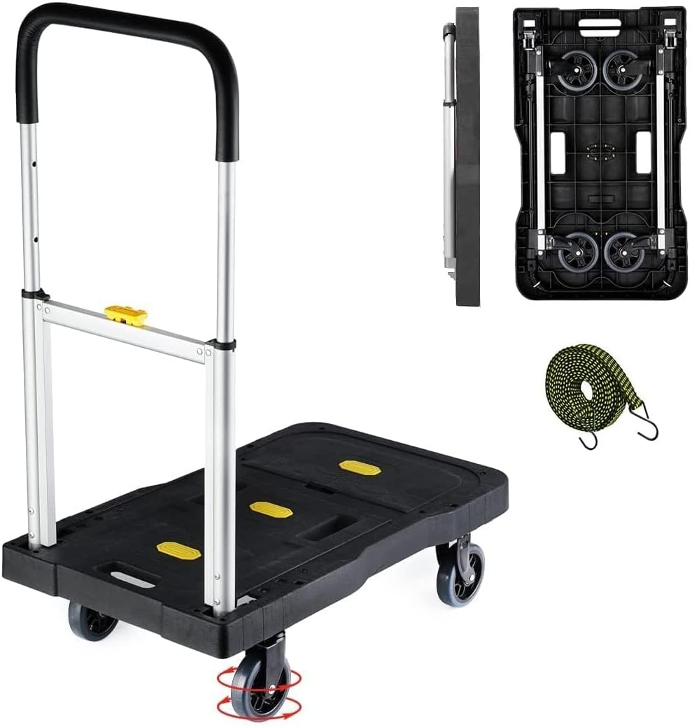 HBFBDRCT Folding Hand Truck, 150kg/330 Lbs Heavy Duty Luggage Cart ...
