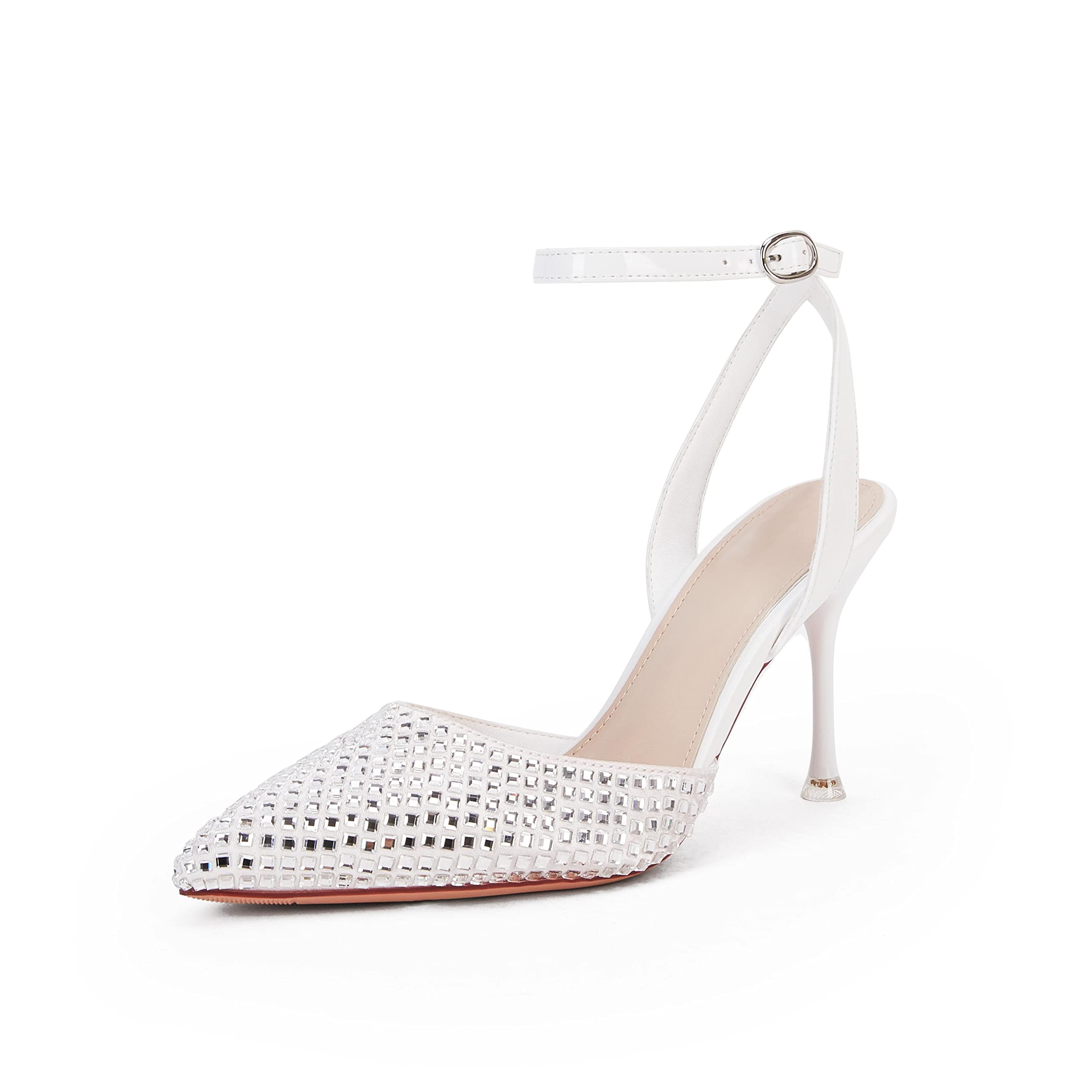 Womens Stiletto Heel Pumps Rhinestone Crystal Pointed Toe Heels ...