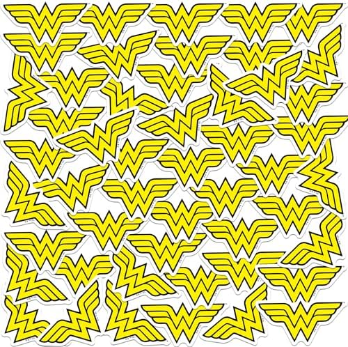 Amazon.com: Wonder Woman Logo 50ct Vinyl Large Deluxe Stickers Variety ...