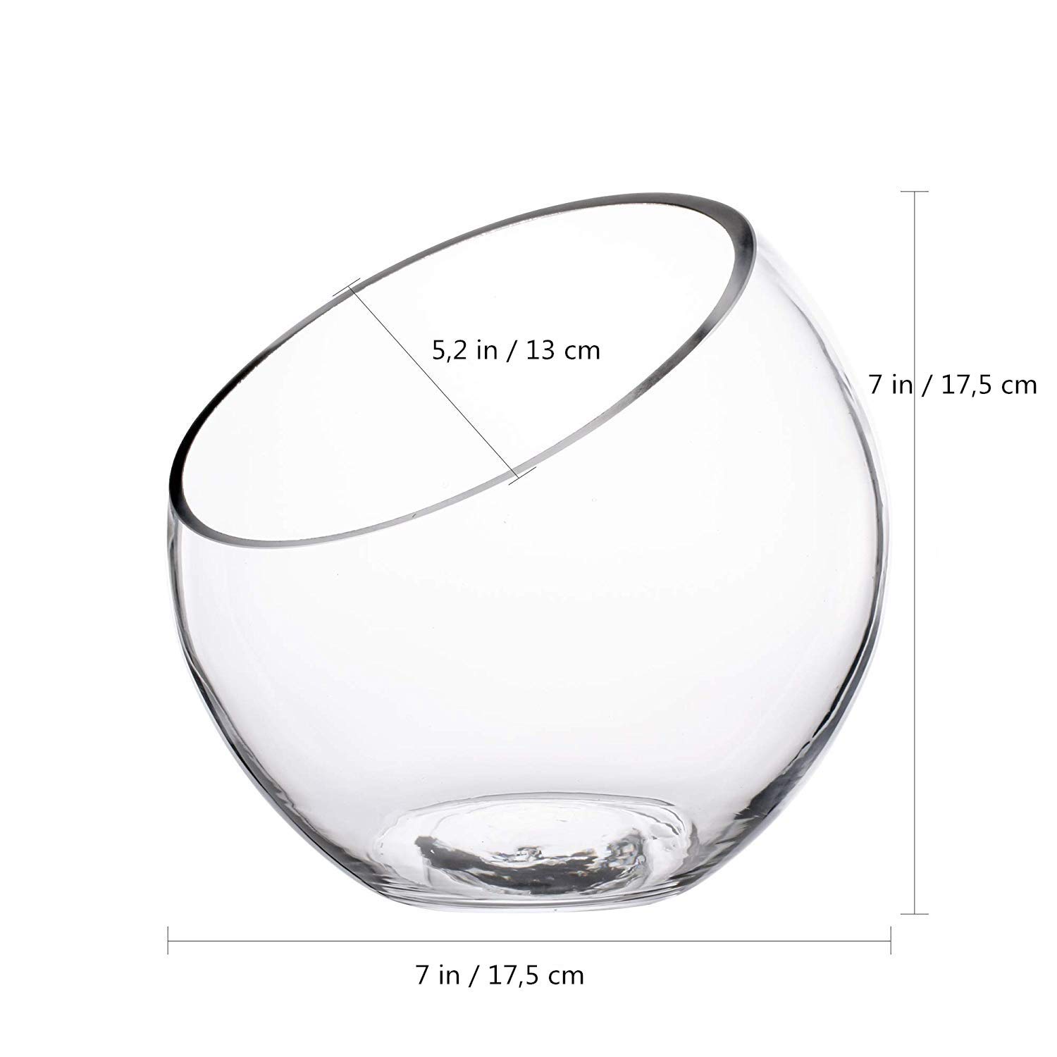 KNIKGLASS Clear Glass Sphere Slant Cut Bubble Bowl, Fish Bowl Vase ...