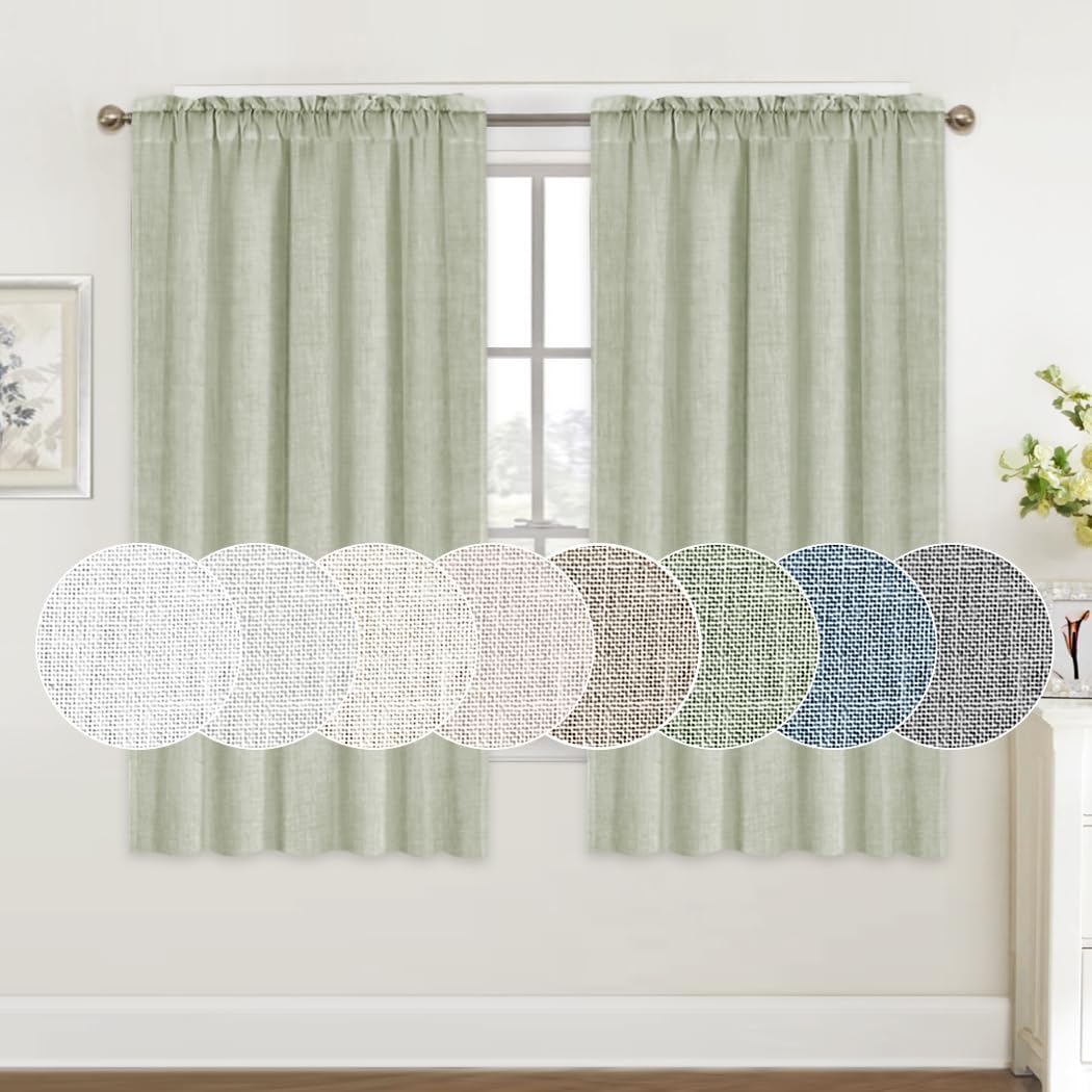 Amazon.com: FantasDecor Linen Curtains 63 inch Length 2 Panels Set ...