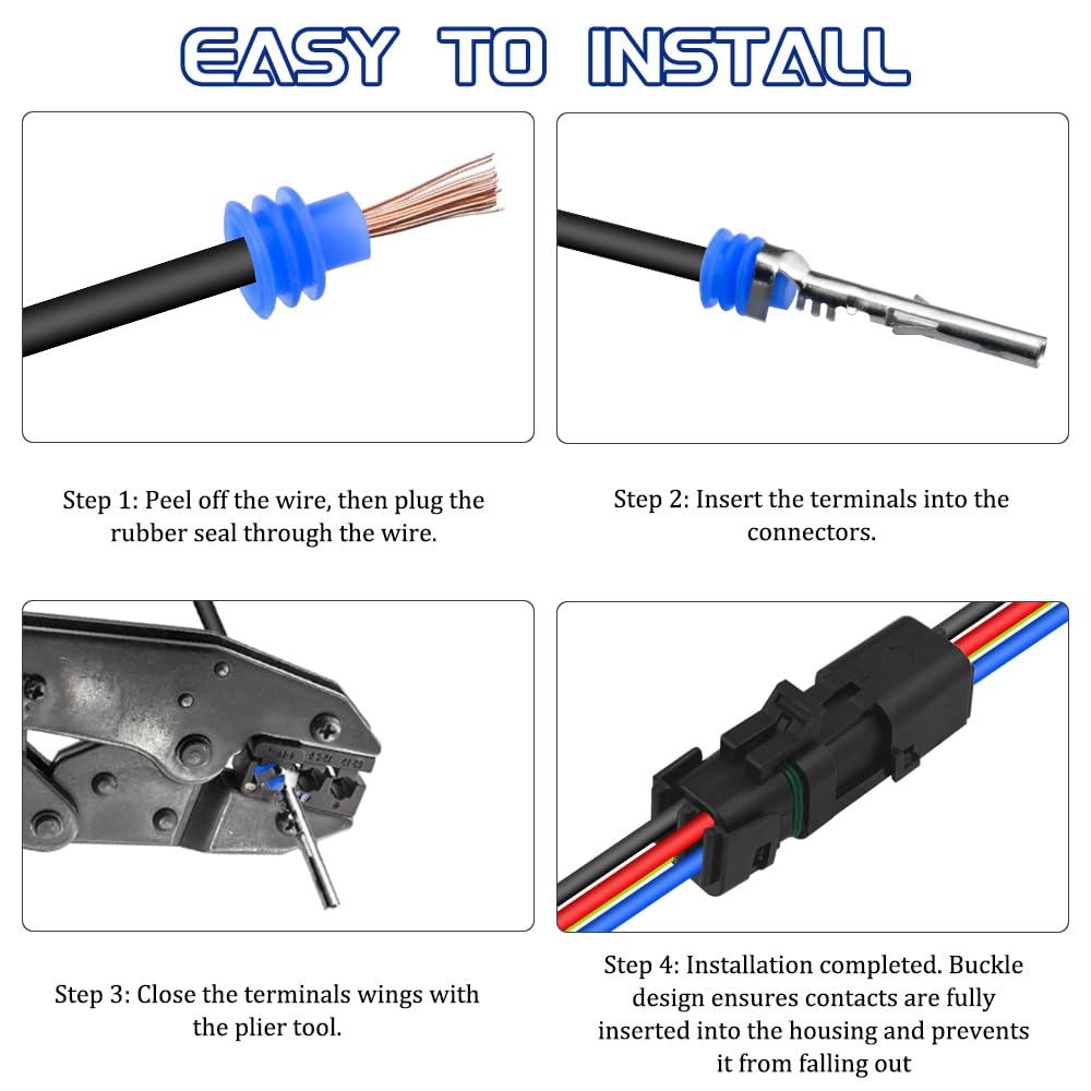 Snapklik.com : WMYCONGCONG 10 Kits 4 Pin Way Waterproof Electrical Wire ...