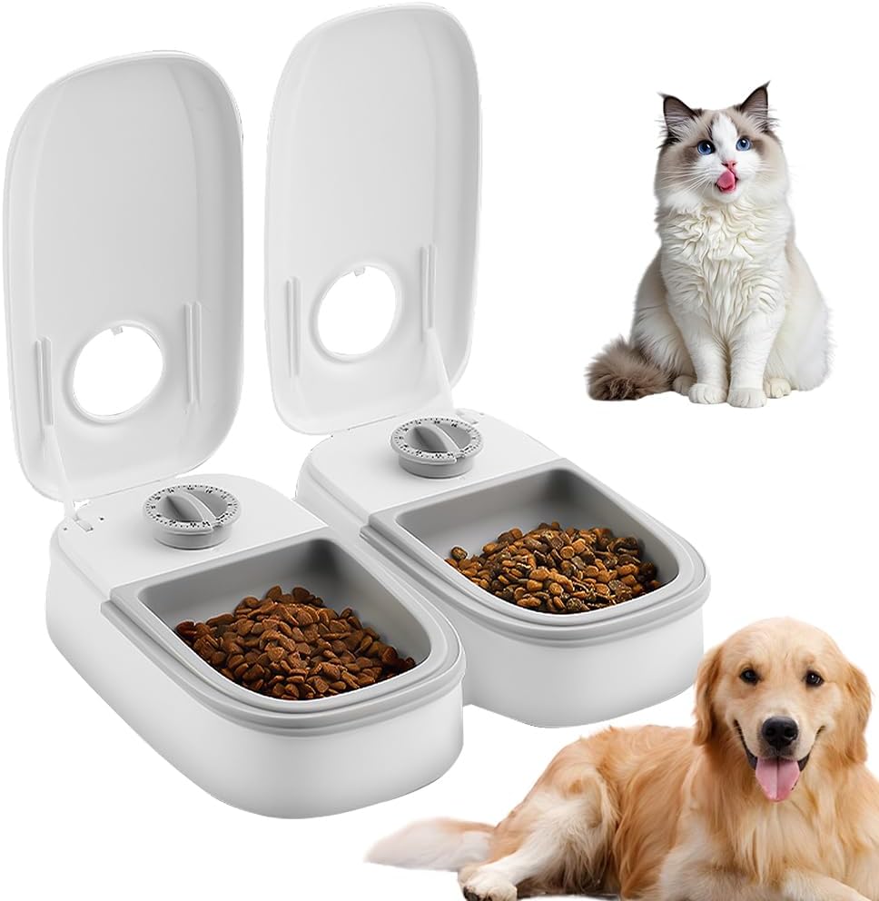 Automatic Cat Feeder, 2 Meal Cat Feeder Automatic with Timer 48H, ABS ...