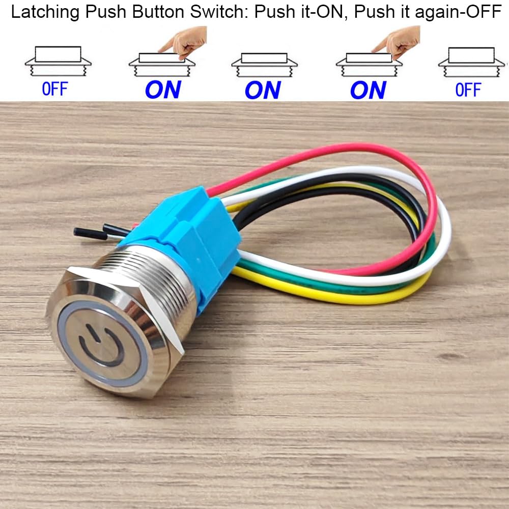 Snapklik.com : Gebildet 22mm Latching Push Button