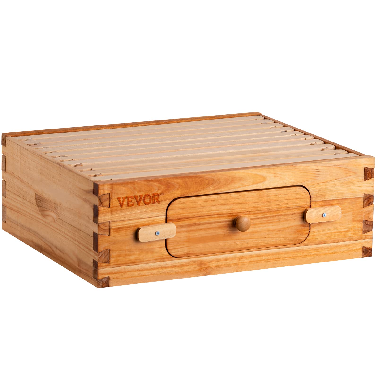 VEVOR Bee Hive Medium Super Box, 100% Beeswax Coated Natural Wood ...