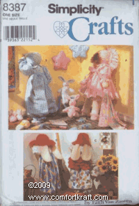 UNCUT & OOP SIMPLICITY 8387 - 25' DOLLS / STUFFED ANINMAL BUNNIES WITH ...