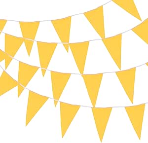 Amazon.com: MECCANIXITY 100ft Yellow Pennant Banner Flags String ...