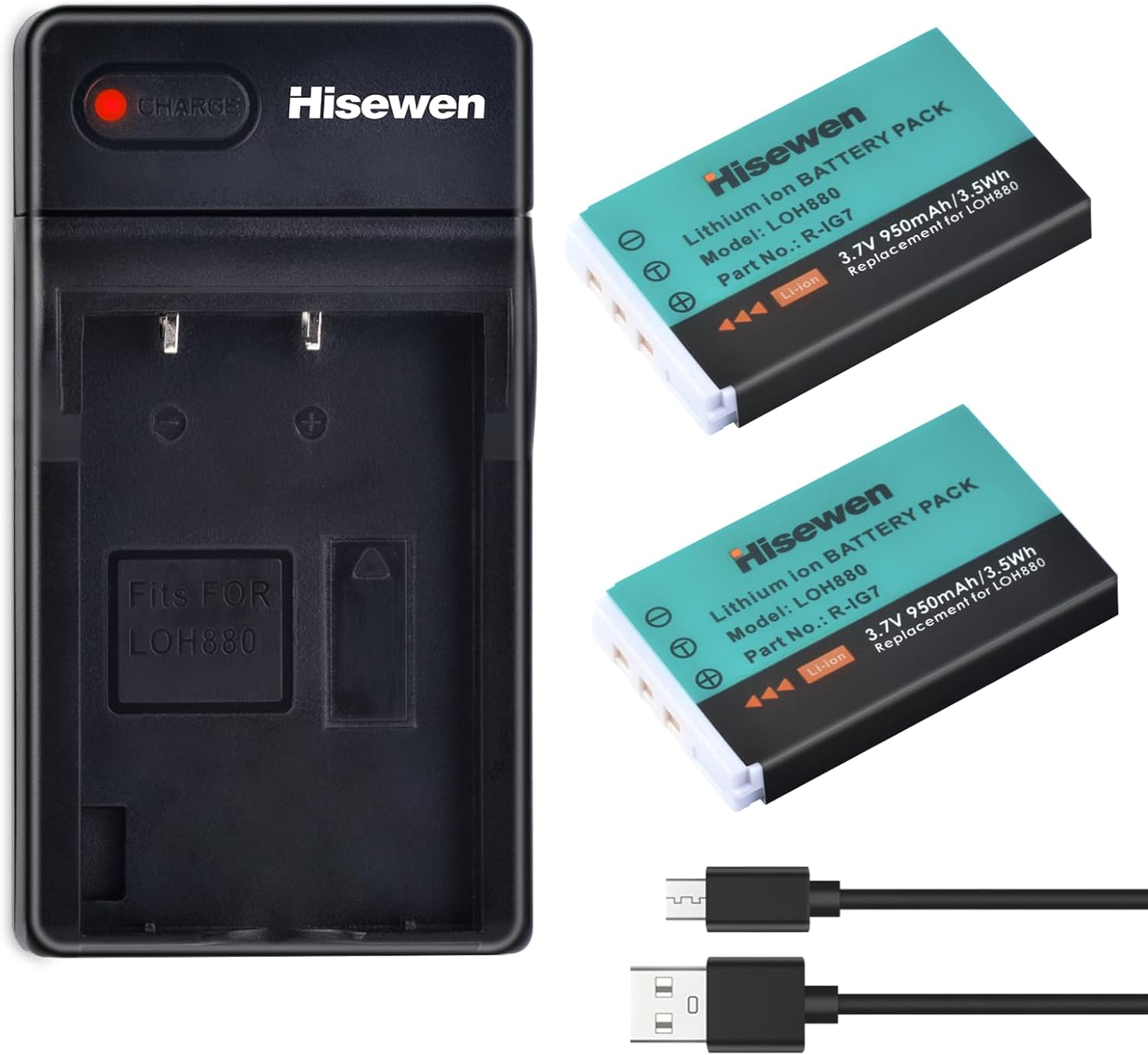 Amazon.com : Hisewen R-IG7 Battery 2Pack, LOH880 Battery and Charger ...