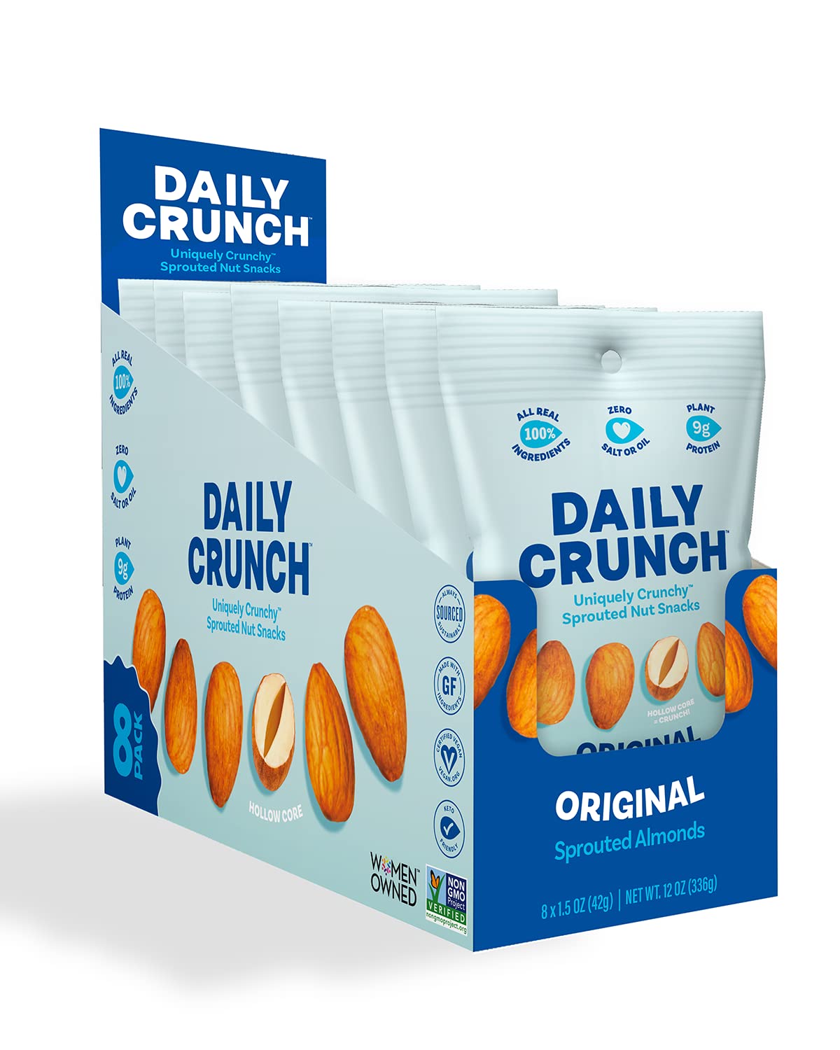 Amazon.com : Daily Crunch Sprouted Almonds, 1.5 Ounce Mini, On-The-Go ...