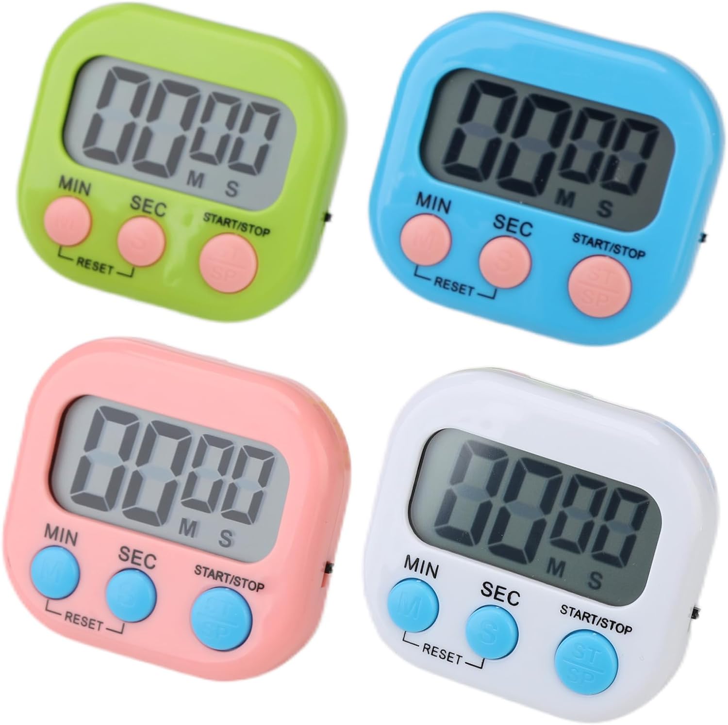 4 Magnetic Timers, Kitchen Countdown Timer Clear Display Cooking Timer ...
