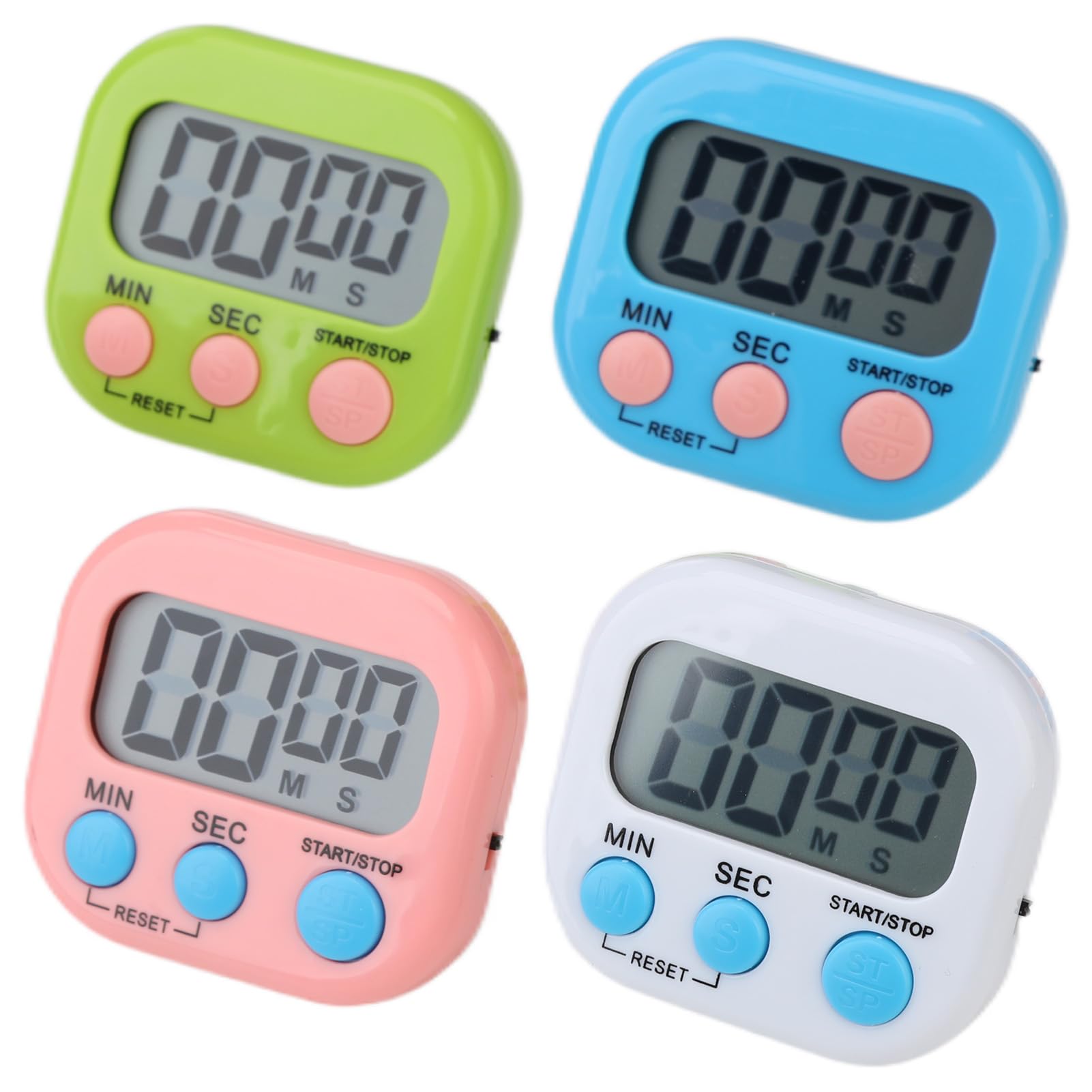 Buy 4 Magnetic Timers, Kitchen Countdown Timer Clear Display Cooking ...