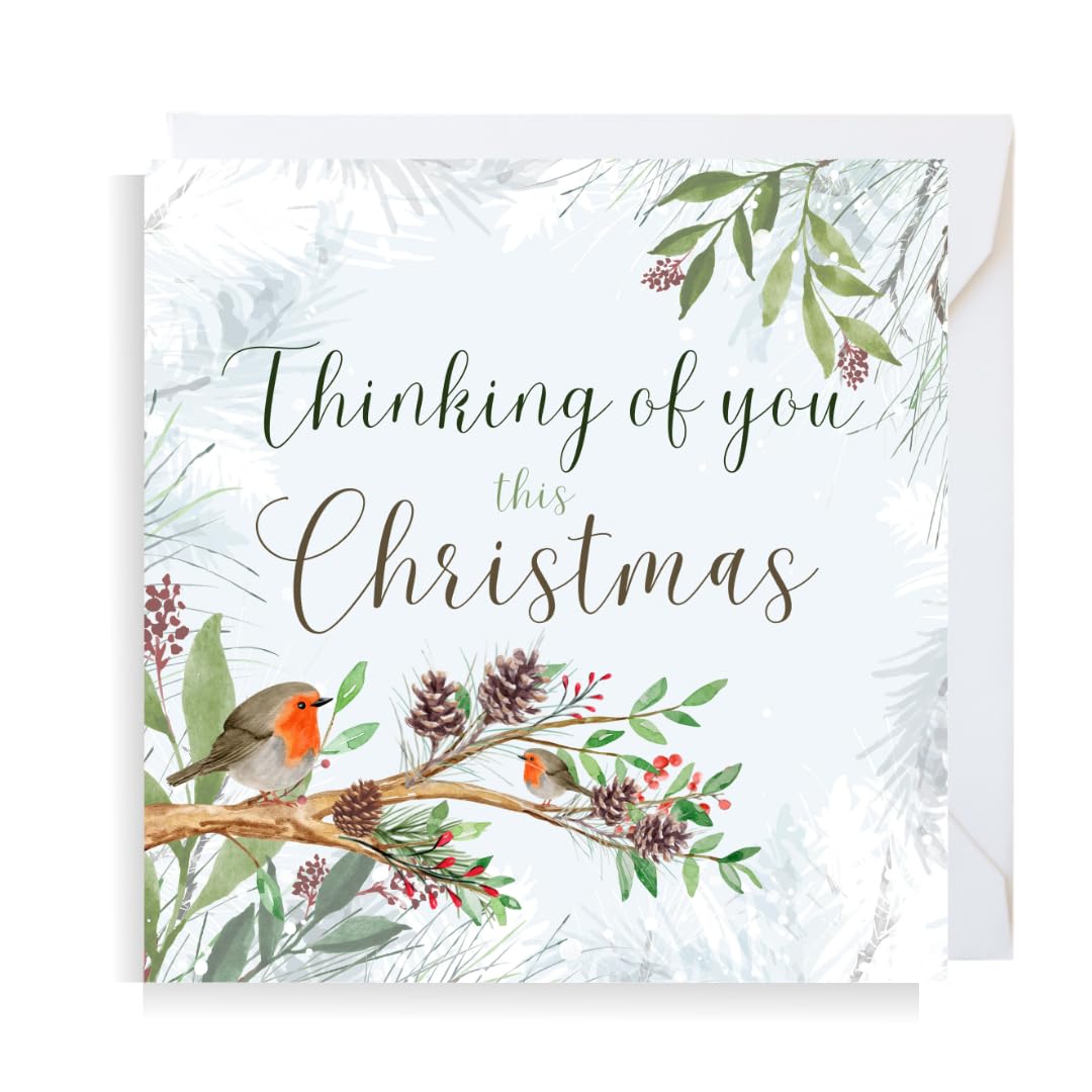 Second Ave Thinking of You Christmas Robin Square Xmas Holiday Festive ...