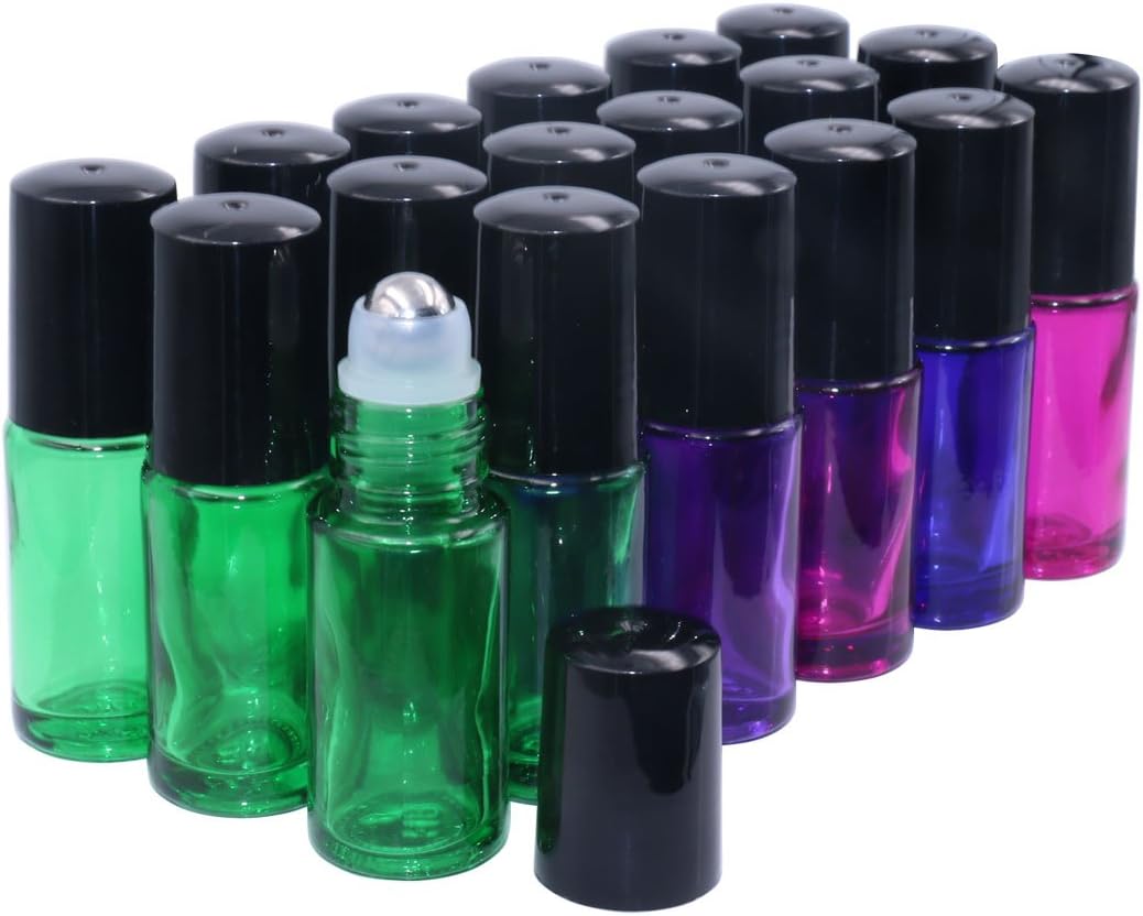 Amazon.com: Glass Essential Oil Roller Bottles,Thick 5ml(1/6oz) 18 Pack ...