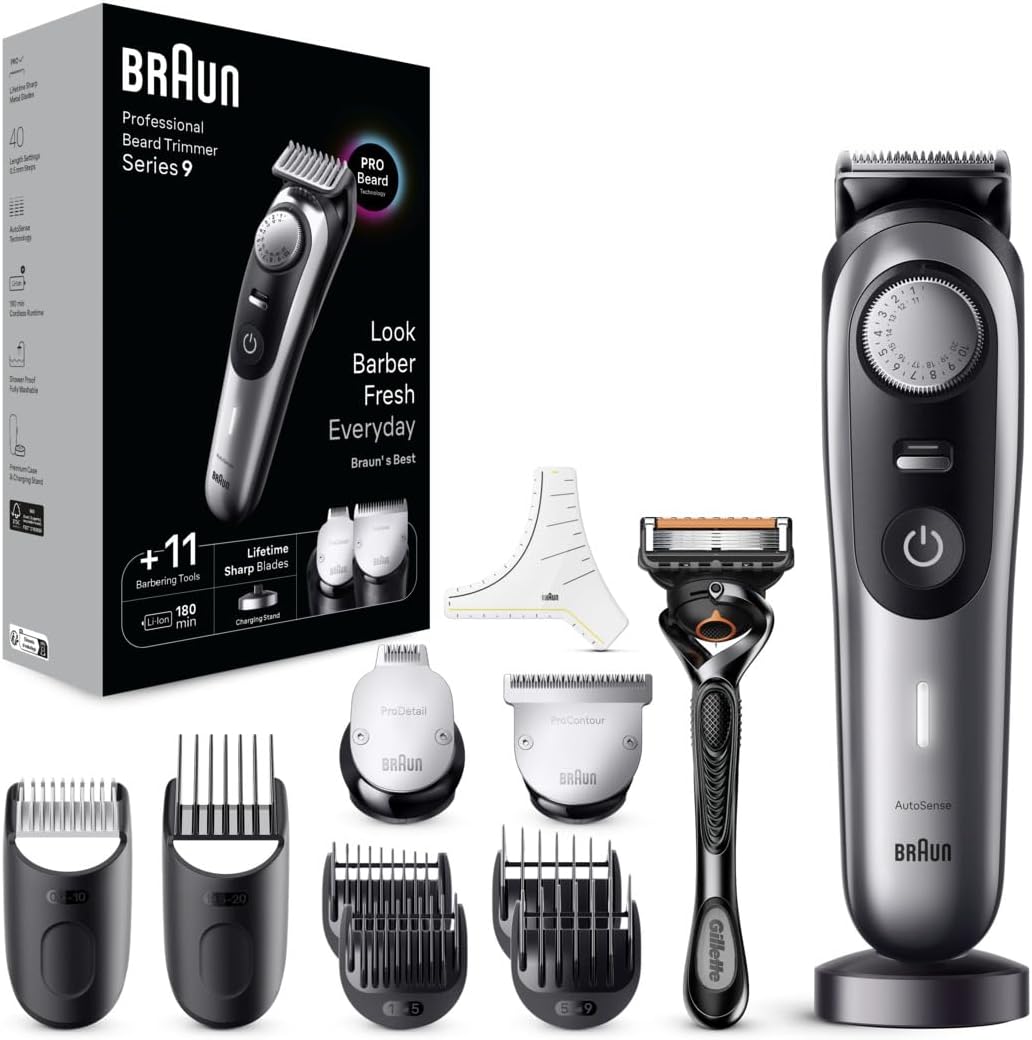 Braun Tondeuse À Barbe Professionnelle Series 9, Tondeuse À Barbe Électrique, Avec 11 Outils De ...