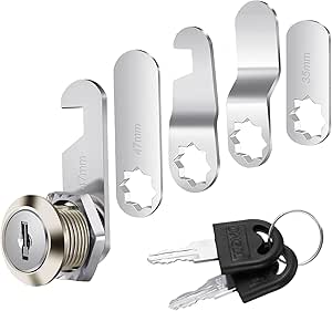 Fingertoys Briefkastenschloss 16mm, Nockenschloss mit 5 Verschiedene Schlossplatten und 2 ...