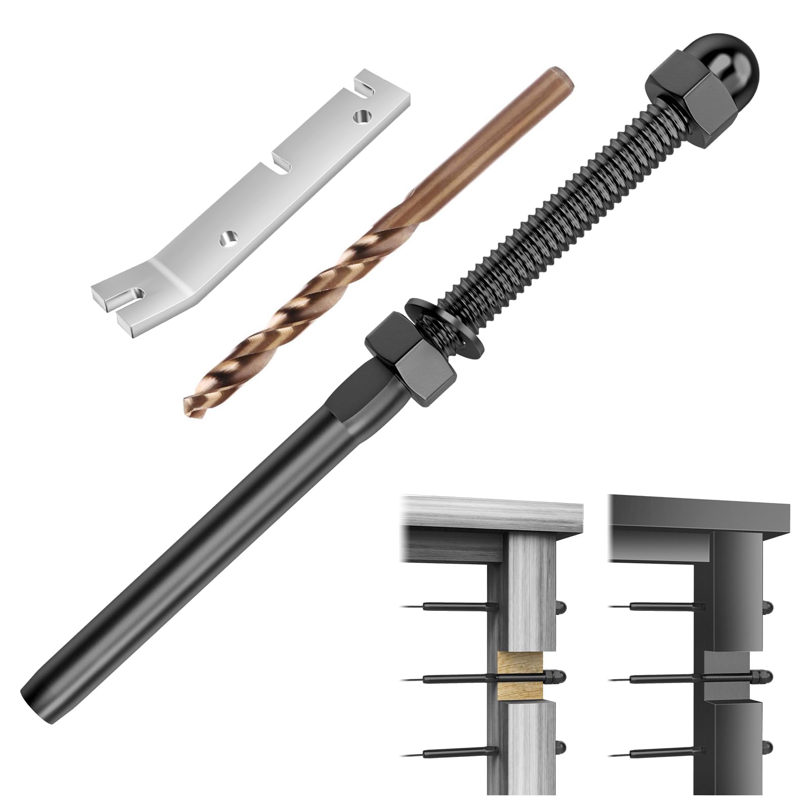 Snapklik.com : CKE 20 Pack Black Cable Railing Kit Hand Swage Threaded ...