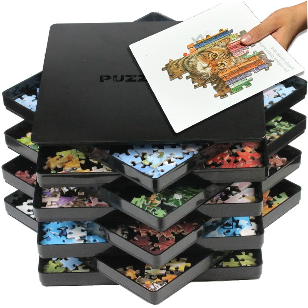 PUZZLE EZ Puzzle Sorting Trays with Lid Stackable 22.8 cm x 22.8 cm ...