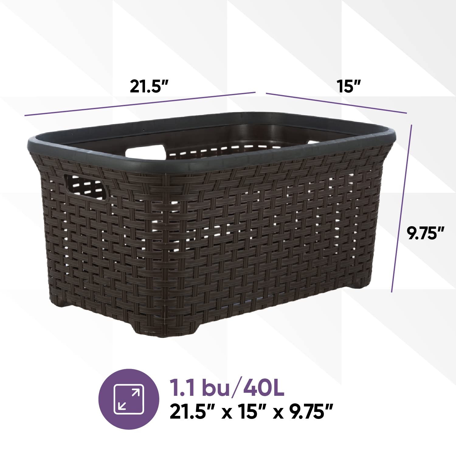 Designed Laundry Basket Plastic Storage Hamper Basket, Brown Cloths ...
