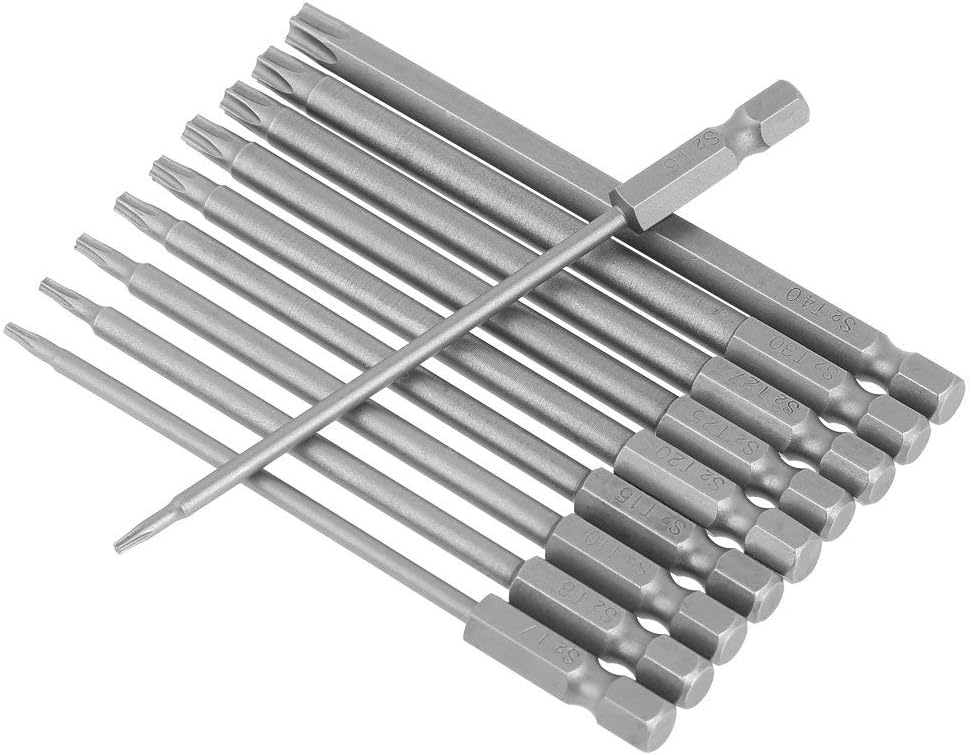Torx Star Bits Set Screwdriver Bits Steel 1/4 Inch Hex Shank 10cm Long ...