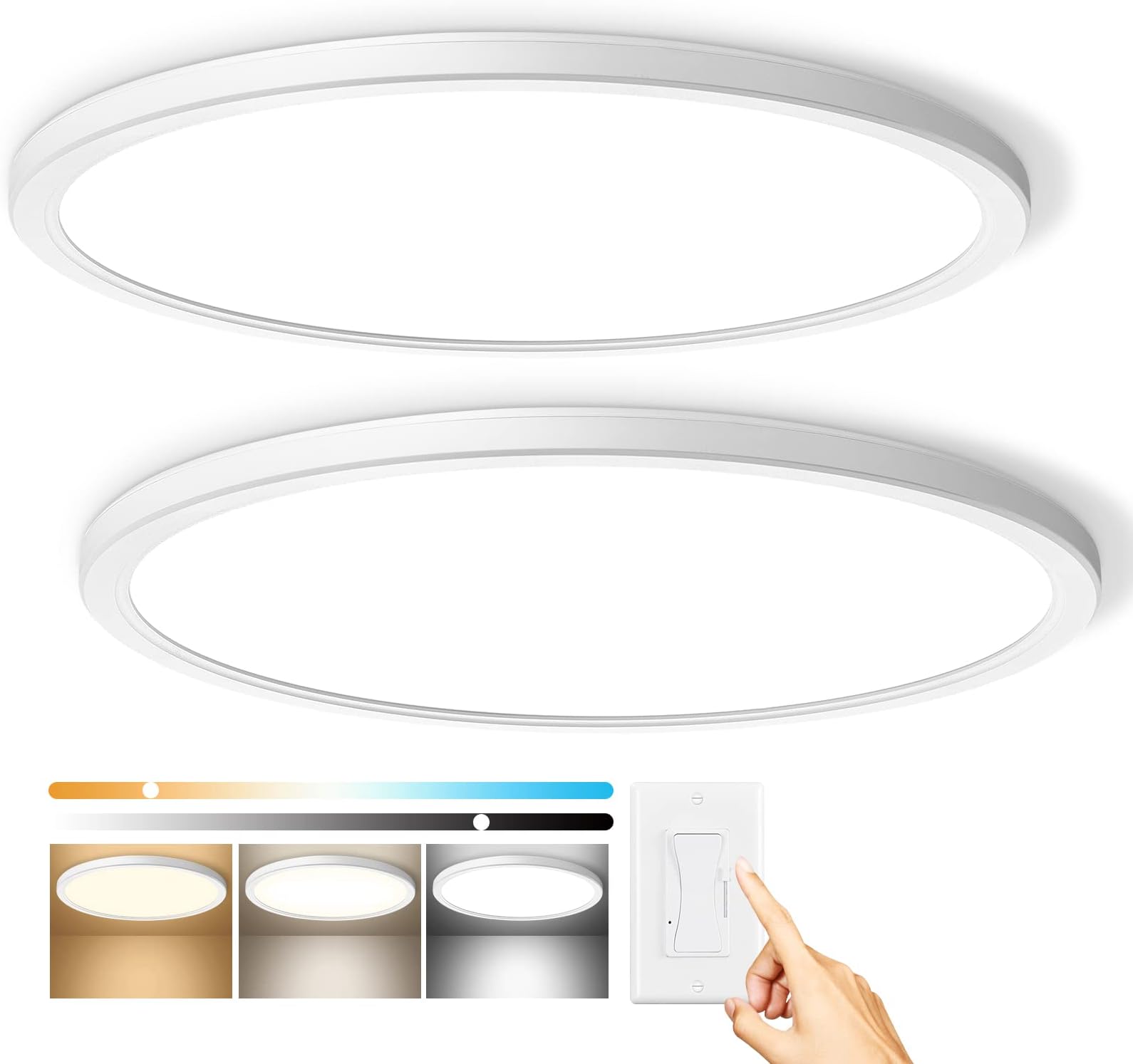 Super Slim 3200LM 12Inch LED Ceiling Lights Flush Mount, Dimmable 3000K ...