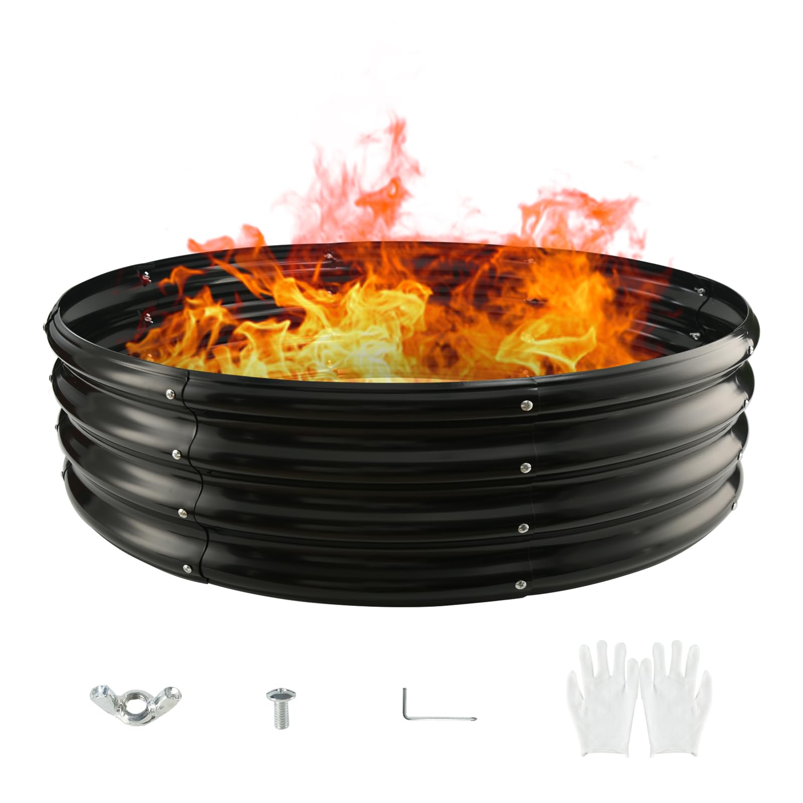 Snapklik.com : Zbzbml Round Galvanized Steel Fire Ring/Fir Pit For ...