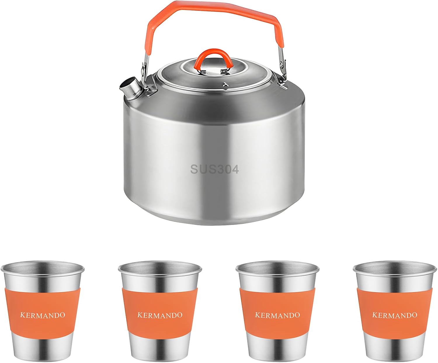 Amazon.com: KERMANDO Camping Kettle Set, 1.5 L Stainless Steel Kettle ...