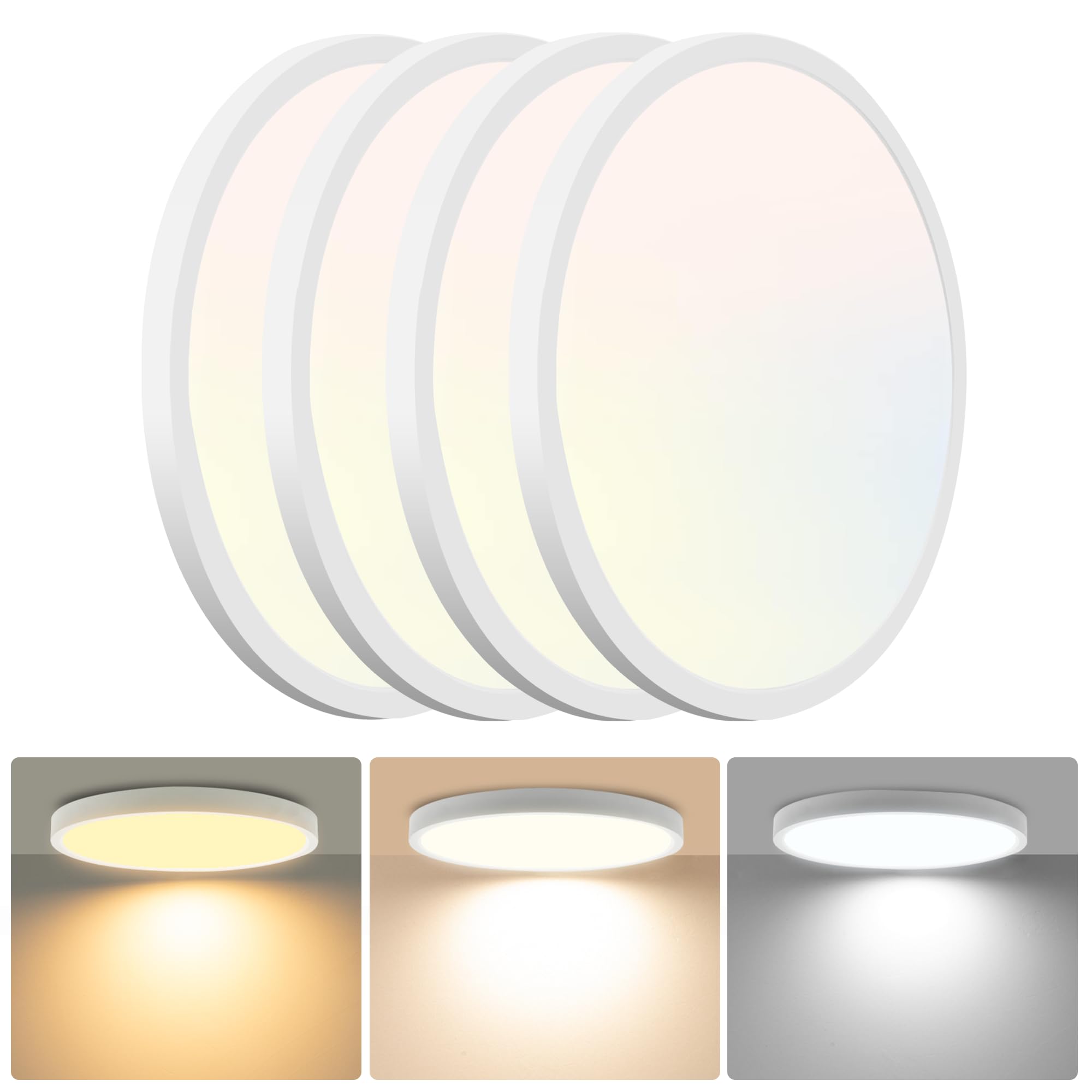 Hlite 4pack 9 Inch Flush Mount LED Ceiling Light Fixture,18W 1800LM ...