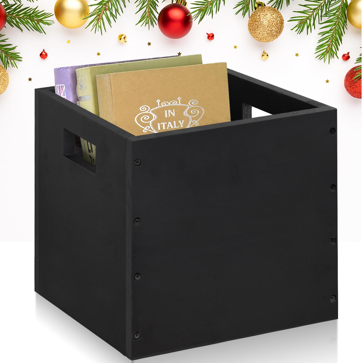 Amazon.com: SOLLASI Wood Decorative Storage Cube Boxes with Handles ...