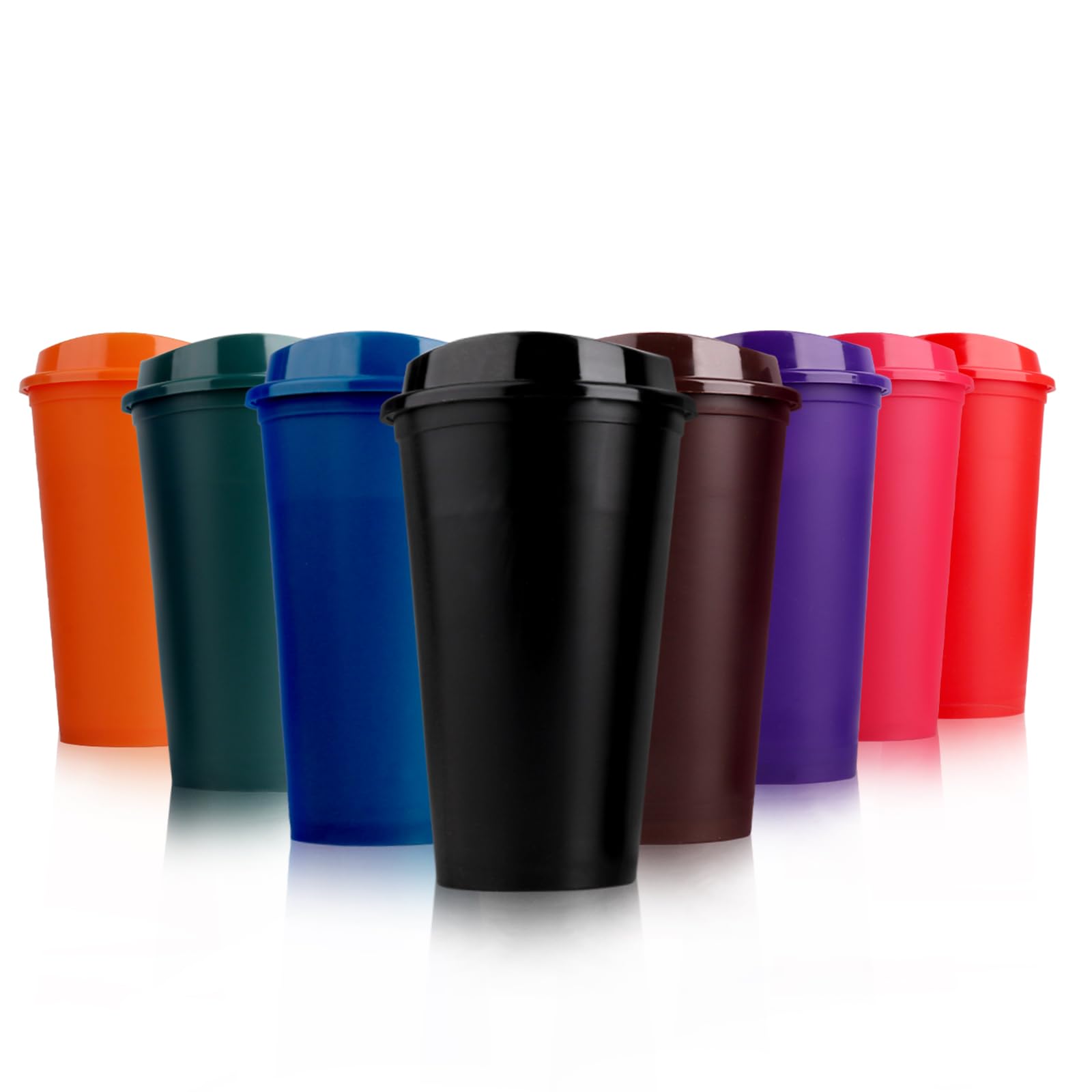 Amazon.com | Hooqict 16 Pack Reusable Coffee Cups with Lids 16oz ...