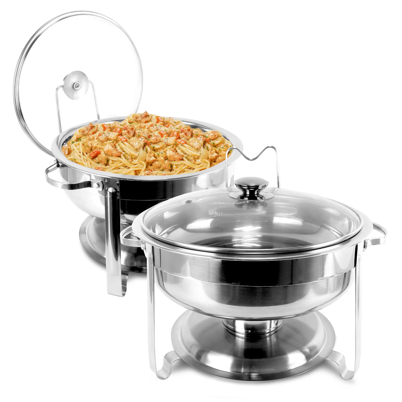 Fulgutonit Stainless Steel Chafing dish Buffet Set, 4 QT Round Buffet ...