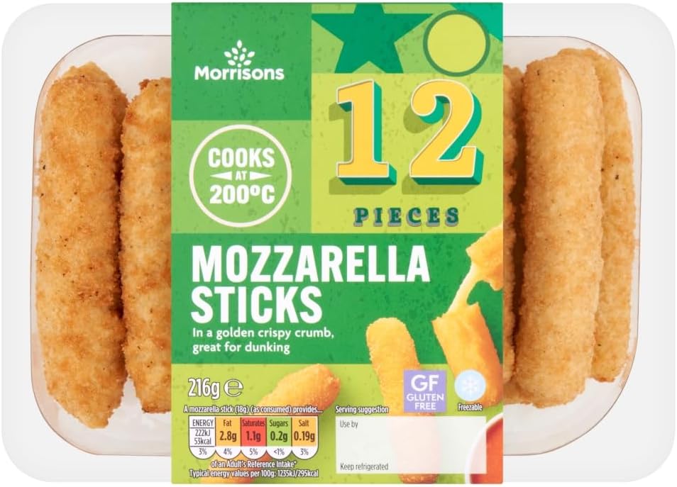 Morrisons 12 Mozzarella Sticks 216g : Amazon.co.uk: Grocery