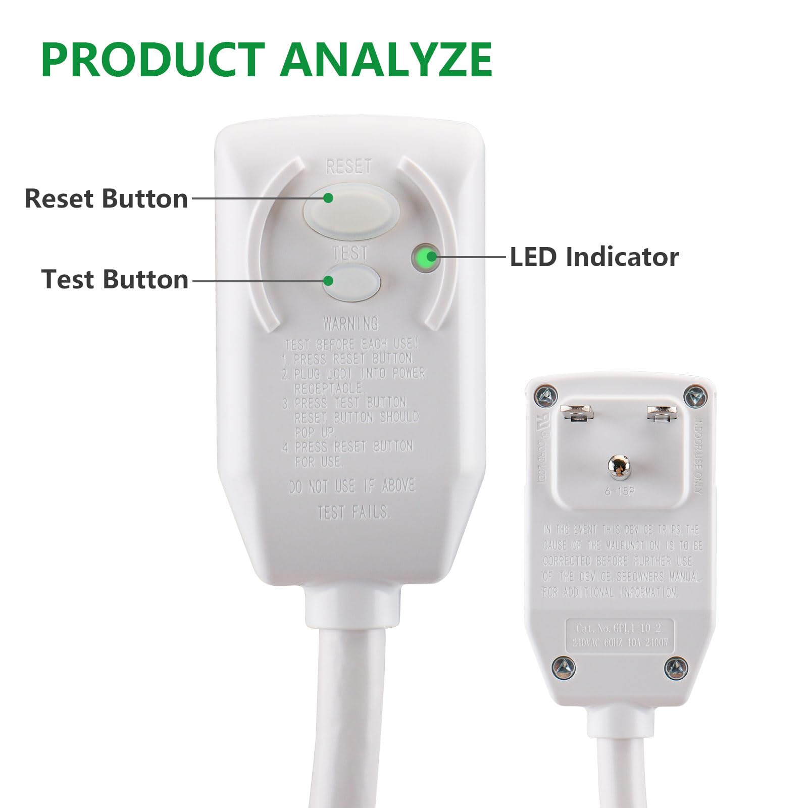 Snapklik.com : Wengart LCDI Power Cord Plug AC240V 10Amp 2400W 60Hz Air ...