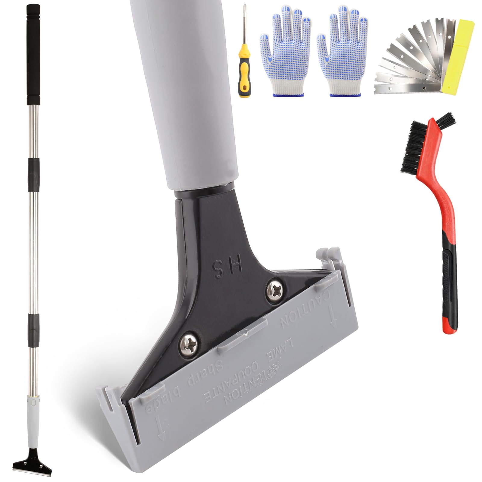 Snapklik.com : Frebuta 61in Floor Scraper Long Handle Heavy Duty, 4 ...