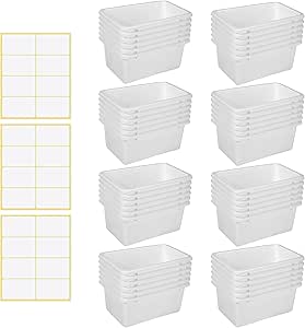 Amazon.com : Outus 36 Pack White Plastic Storage Bins Bulk Cubby ...