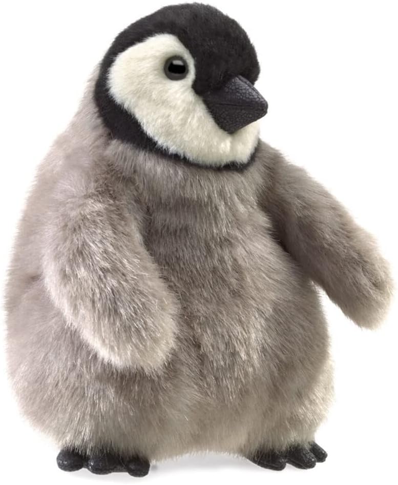 Amazon.com: Folkmanis Baby Emperor Penguin Hand Puppet, Gray, Black ...