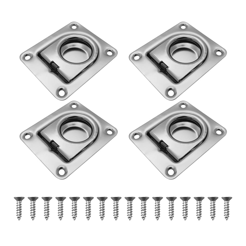 4PCS Recessed Tie Down D-Rings Anchors,Stainless Steel Flush Mount D ...