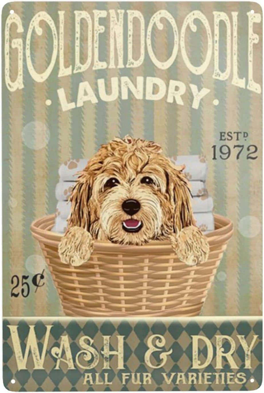 Amazon.com: Vintage Laundry Room Poster Metal Sign Goldendoodle Dog ...