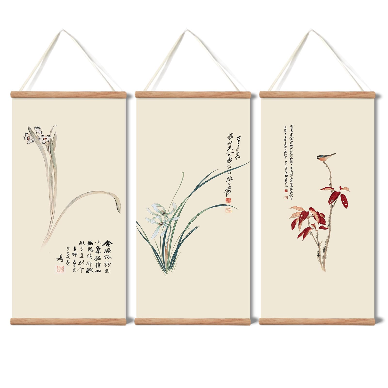 Amazon.com: xinyuru Green Plants Poster,Chinese Landscape Flower Canvas ...
