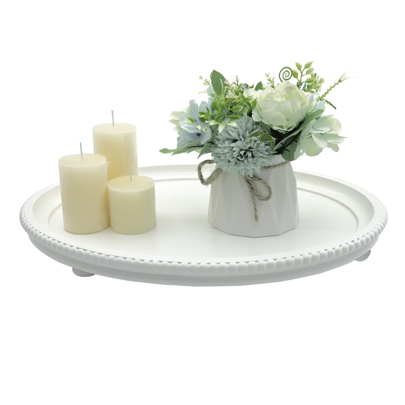 Amazon.com: Oval Wood Decorative Tray, Small Beaded Tray for Dresser ...