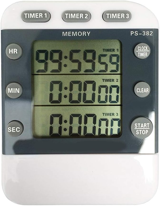 Eectronic 3 Channel Timer Countdown Clock 99 Hours Digital 12/24 Hour ...